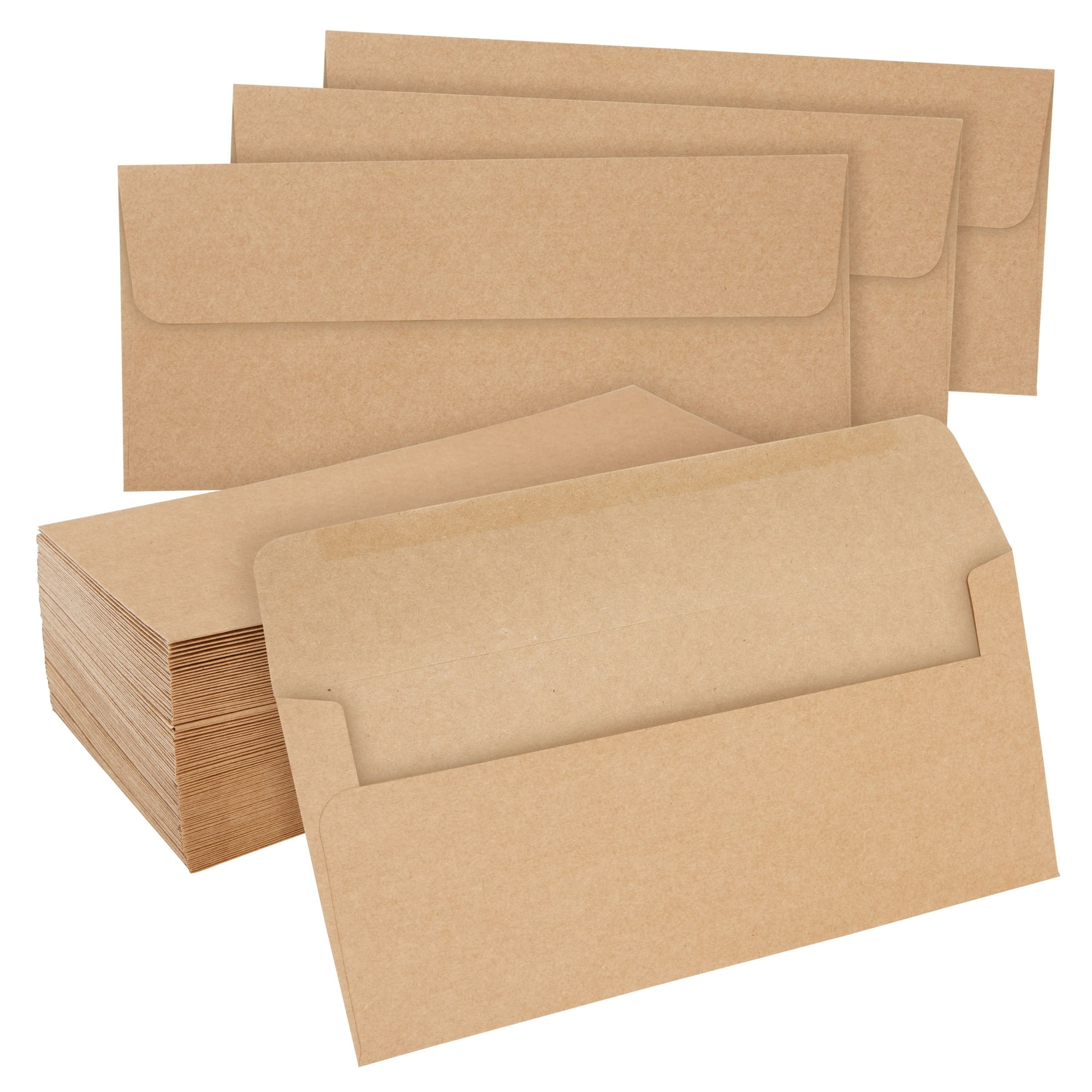 100-Pack Bulk #10 Brown Business Envelopes for Checks, Invoices, 4.1x9 ...