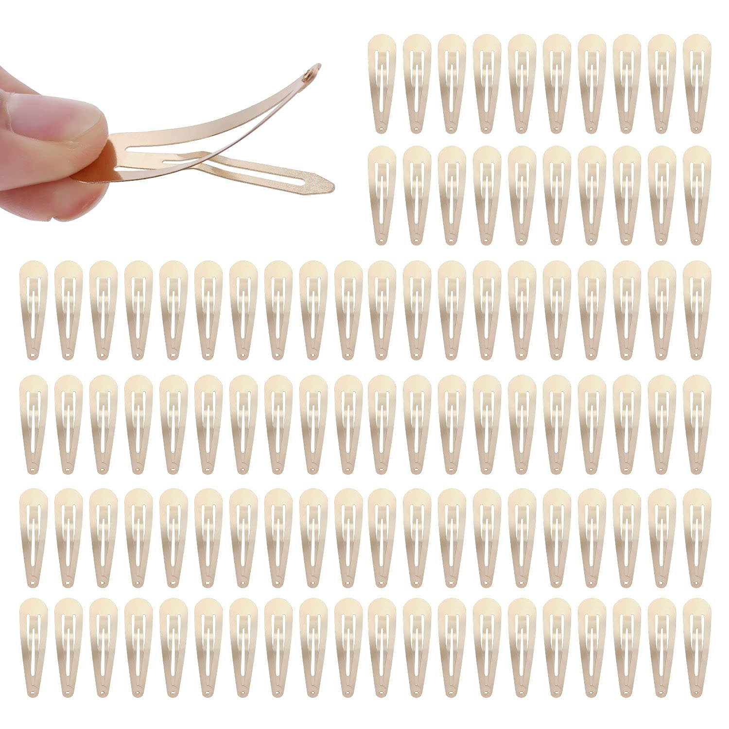 100 Pack Bulk 2 Inch 5 CM Gold Snap Metal Hair Clips Barrettes Hairpins ...