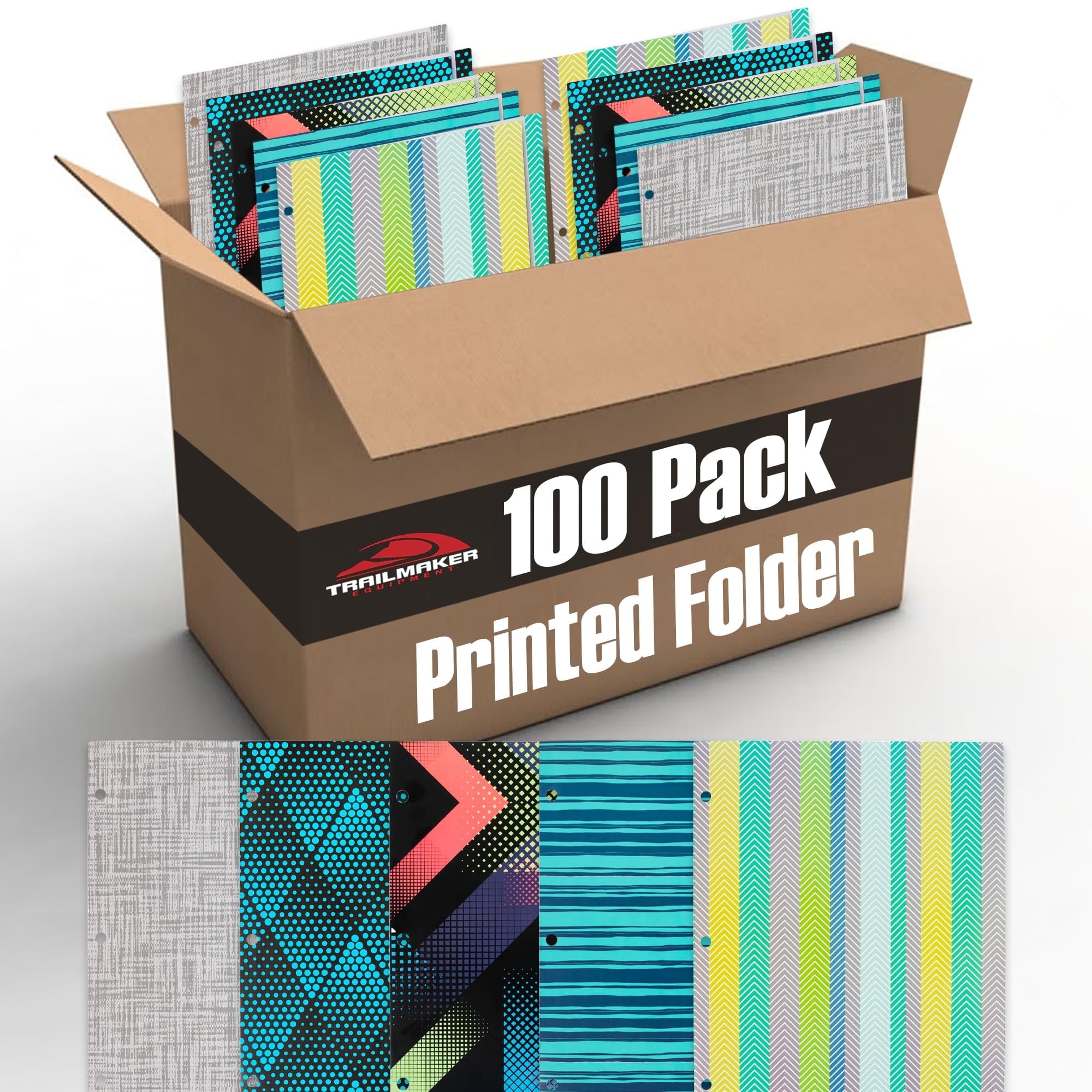 100 Pack of Bulk Wholesale Two Pocket Paper Folders in 5 Assorted ...