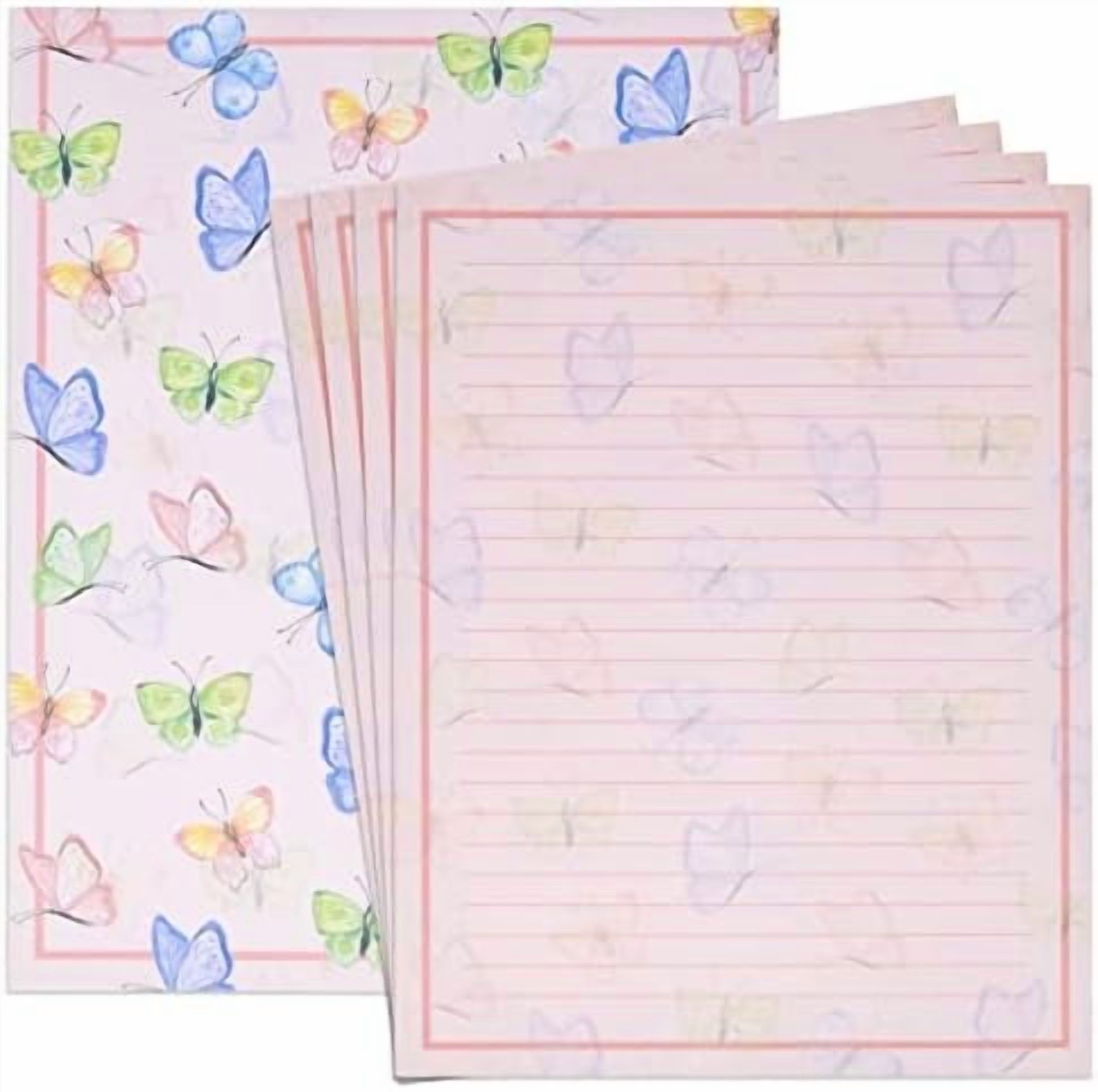 100 Pack Butterfly Lined Stationary Paper Butterflies Stationary ...
