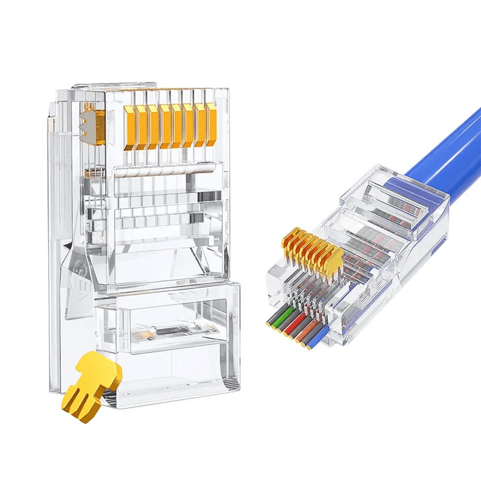 100-Pack CAT6 RJ45 Connectors, Pass-Through (Modular Plugs, Ethernet ...