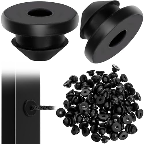 100 Pack Cable Railing Rubber Grommets, Black Cable Railing Post ...