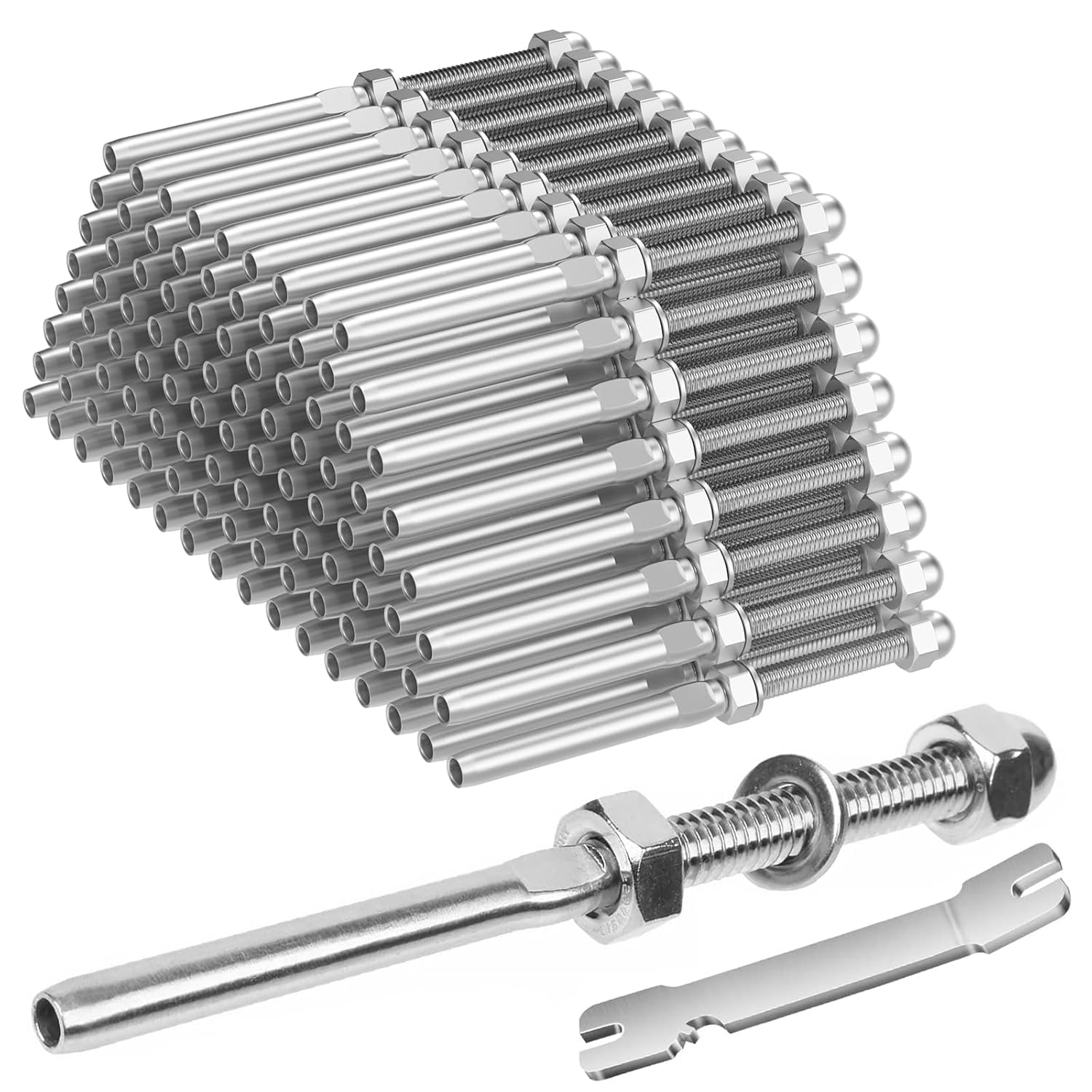 100 Pack Cable Railing Swage Threaded Stud Tension End Fitting Terminal ...