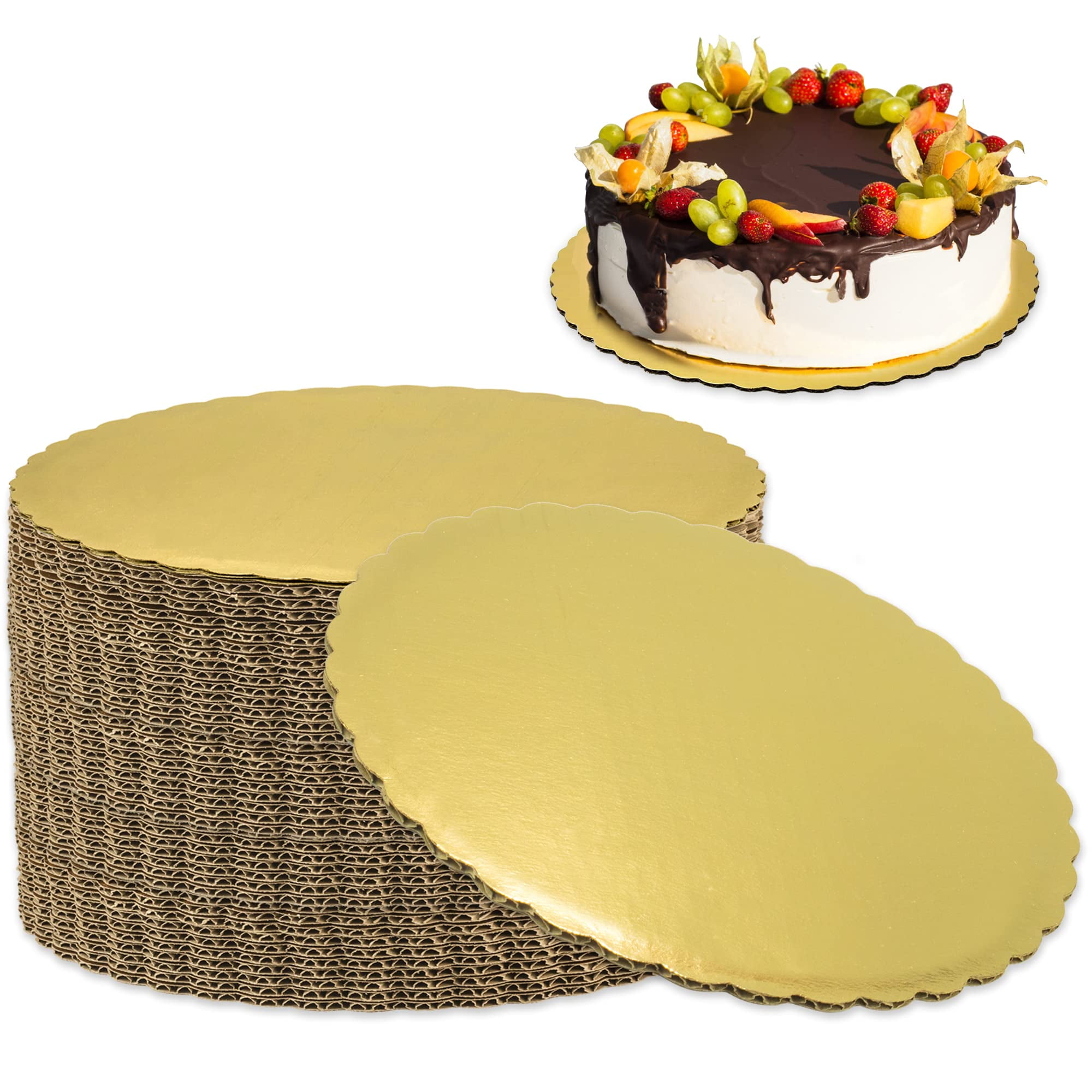 [100 Pack] Cake Boards 10 Inch Round Gold Cardboard Rounds Disposable ...