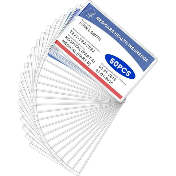 100 Pack Card Holder Protector Sleeves, Clear PVC Card Sleeves, Social ...