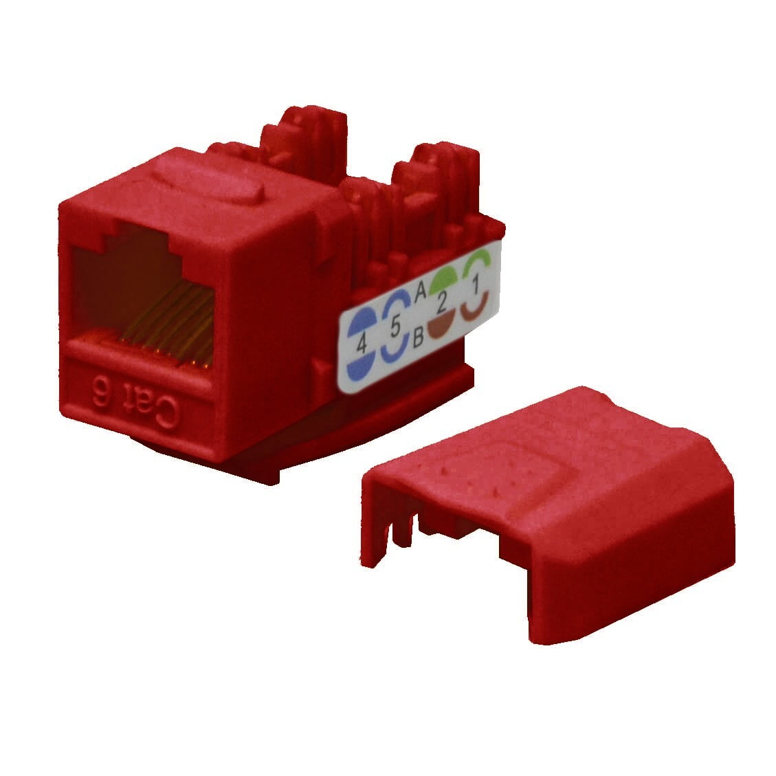 100 Pack Cat6 Keystone Ethernet Jack Punch Down 45 Degree Red 110 8P8C ...