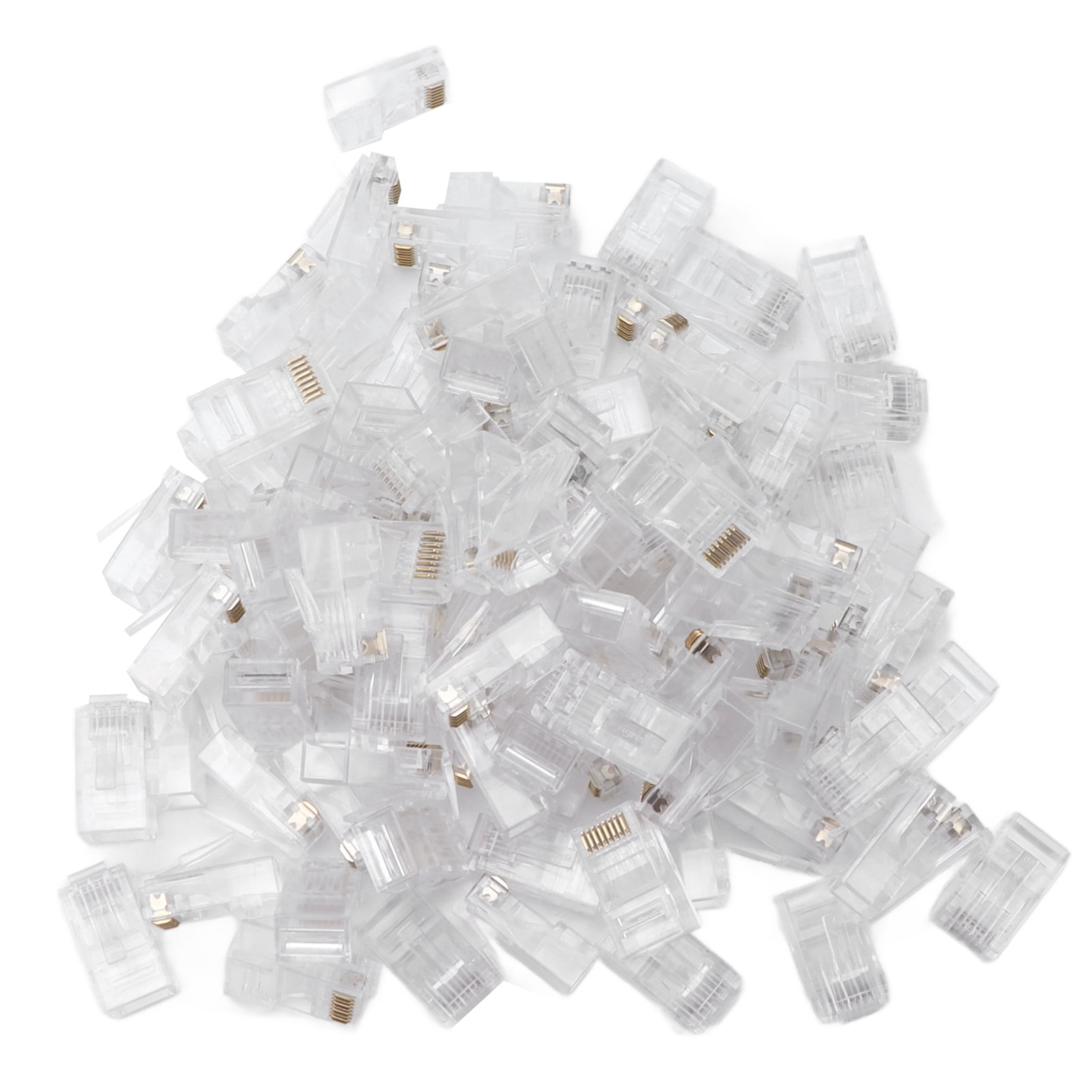 100-Pack Cat6 Network Crystal Heads Connectors for Computer Cables ...