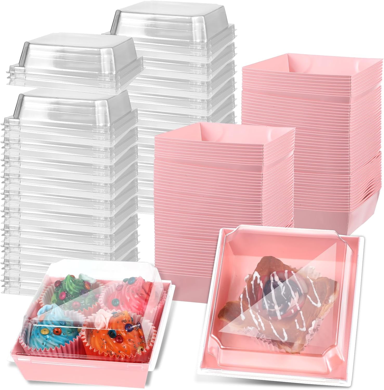 100 Pack Charcuterie Boxes with Clear Lids 5 Inch Cookie Boxes ...