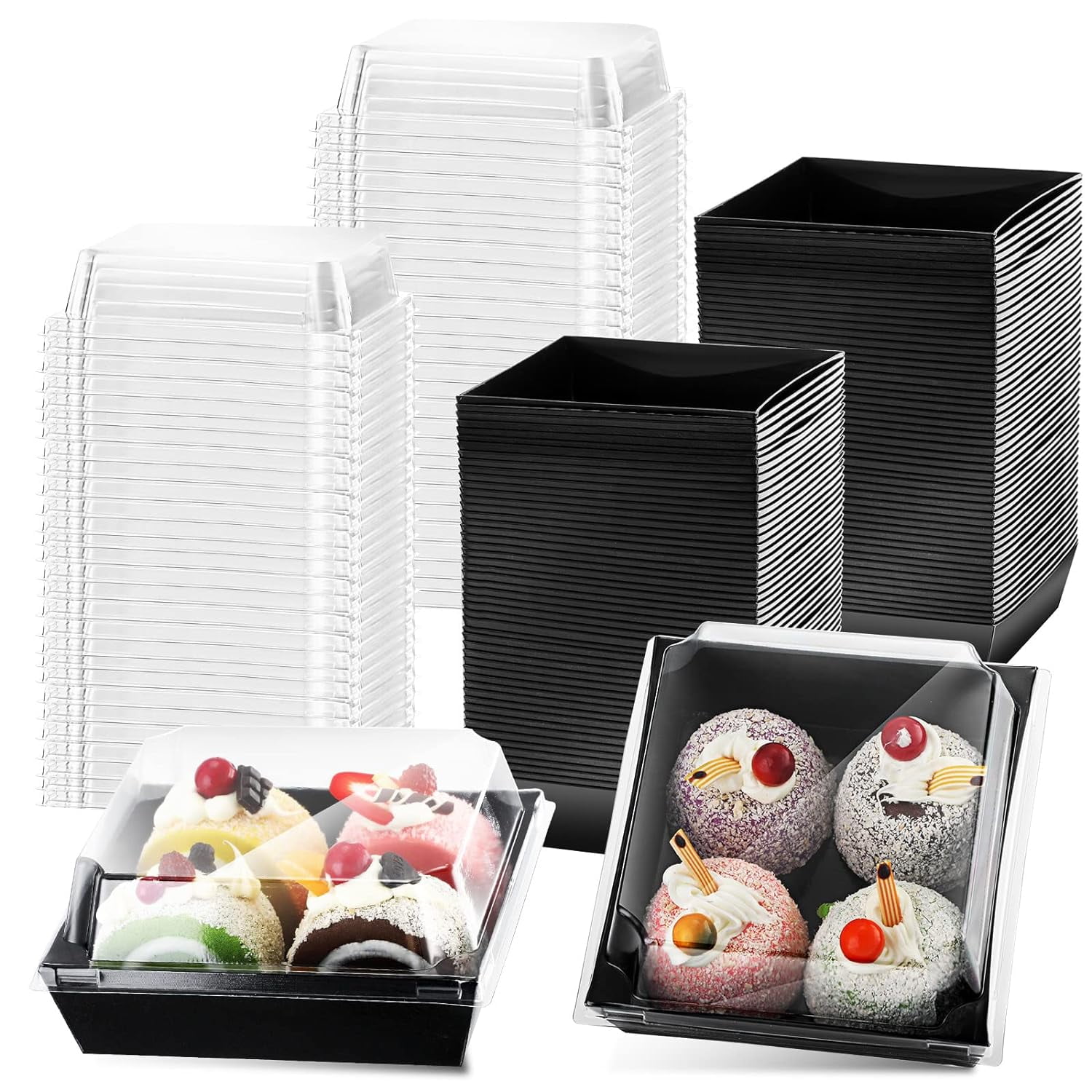 100 Pack Charcuterie Boxes with Clear Lids Valentine Gift 5 Inch Cookie ...