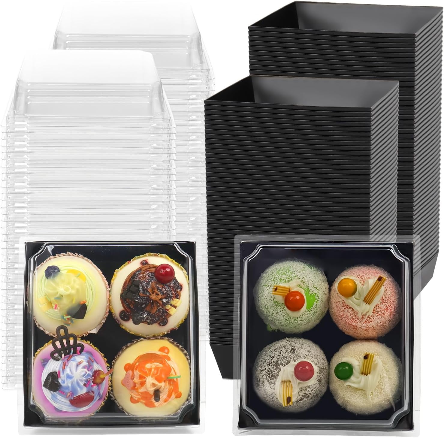 100 Pack Charcuterie Boxes with Clear Secure Lids, 5.3x4.9x2.5 Inches ...