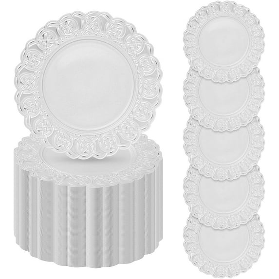 100 Pack Charger Plates Bulk 13 Inch Round Plastic Dinner Plate ...