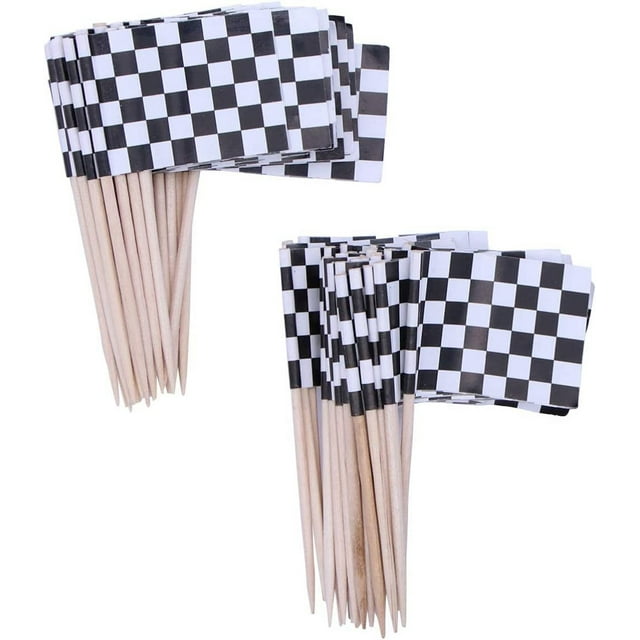 100 Pack Checkered Racing Flag Party Cupcake Picks Toothpick Flag ...