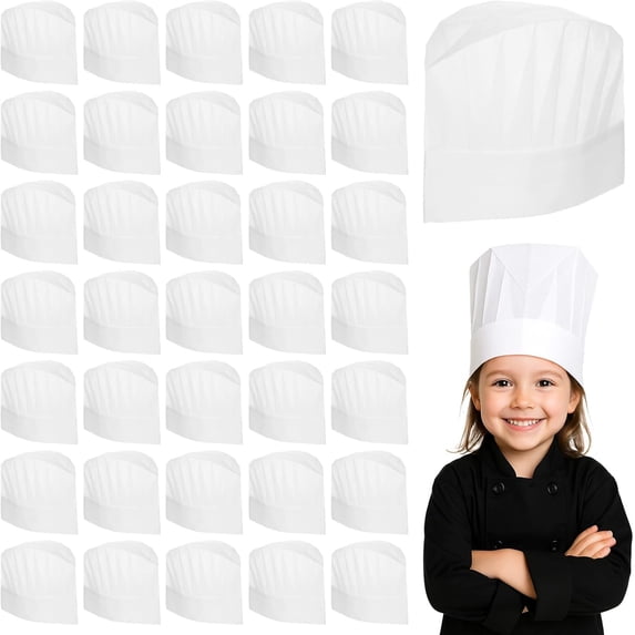 100 Pack Chef Hat for Kids, Adjustable School Cooking Cap Disposable ...