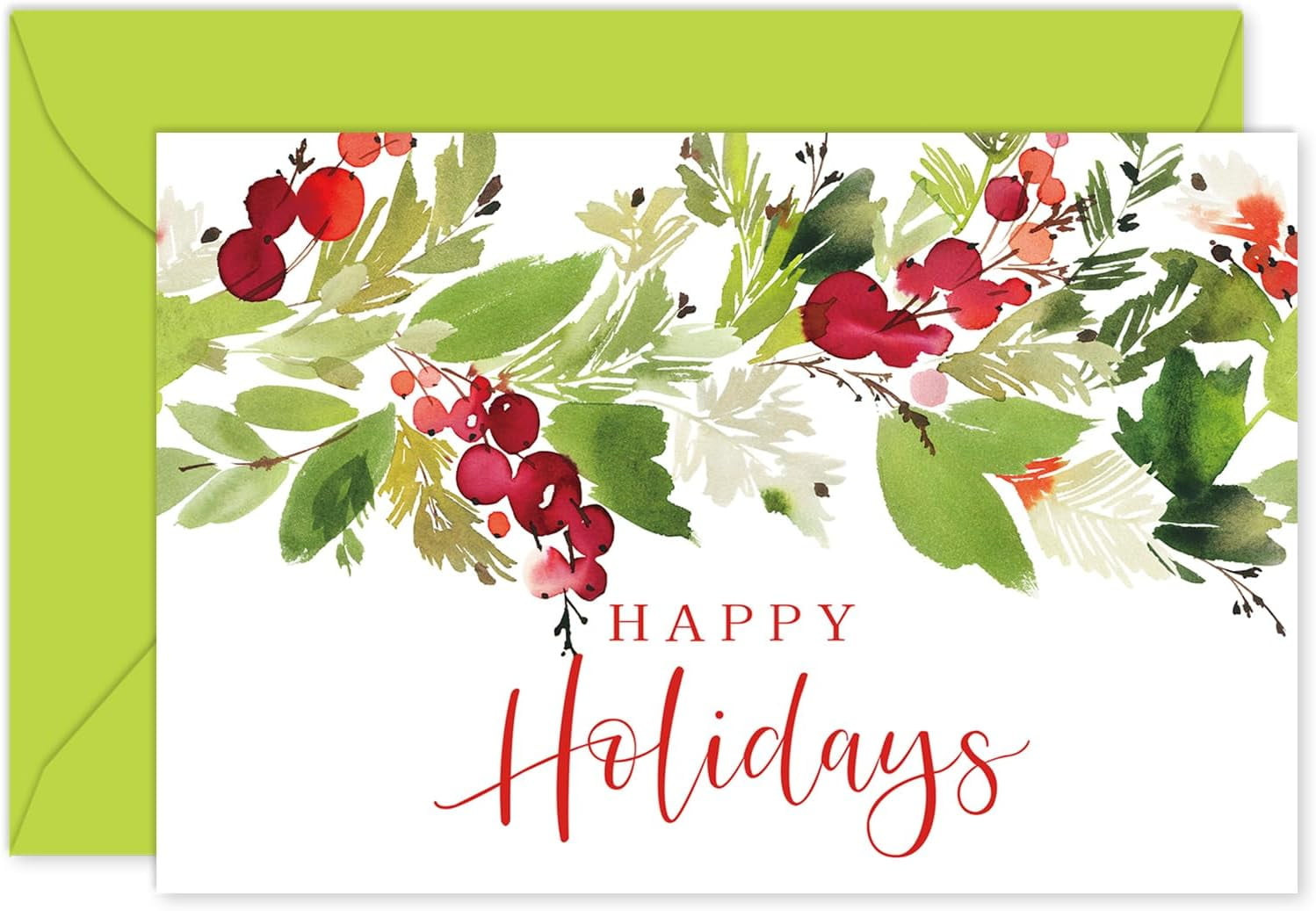 100 Pack Christmas Cards Bulk Happy Holidays Greeting Cards Berries ...