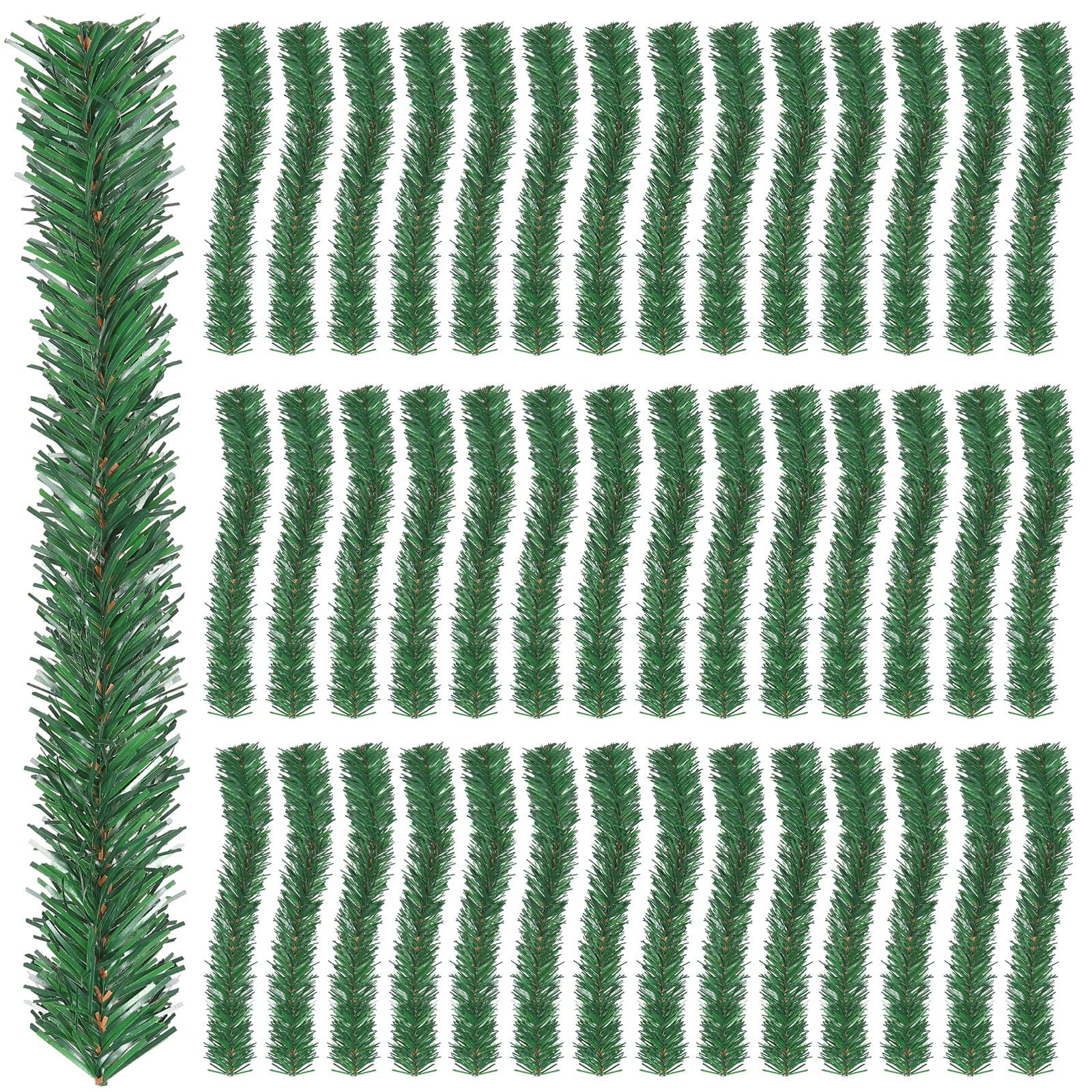 100 Pack Christmas Garland Ties, 12 Inch Artificial Pine Needles Santa ...