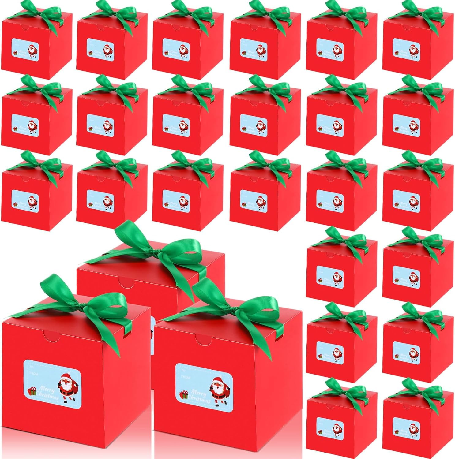 100 Pack Christmas Red Gift Boxes with Lids Tag,4x4x4 Inch Bulk ...