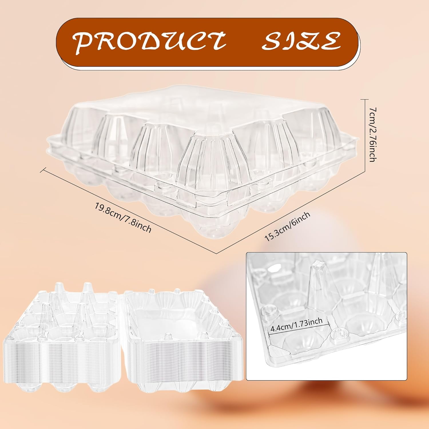 100 Pack Clear Egg Carton 12 Count Plastic Container for Chicken Eggs ...