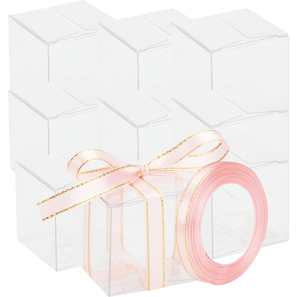 100 Pack Clear Favor Boxes, 2"x2"x2" Transparent Macaron Candy Clear ...