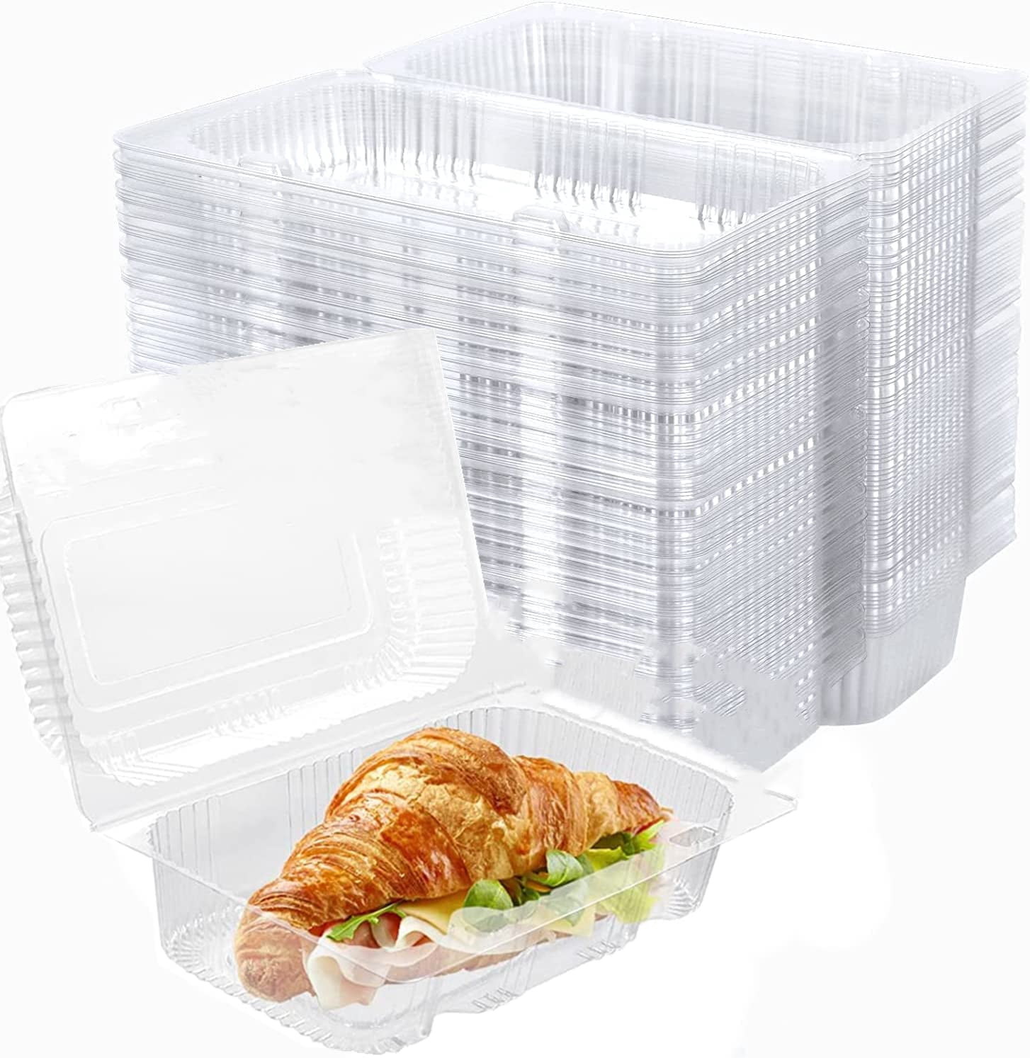 100 Pack Clear Hinged Food Container, To Go Containers with Lids,Cake ...