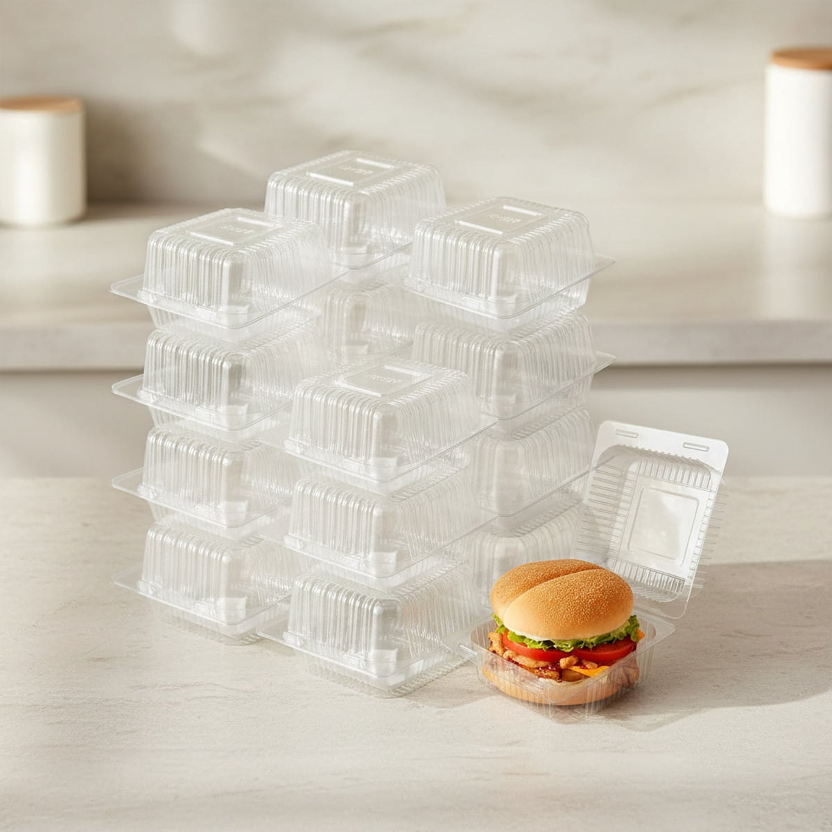 100 Pack Clear Plastic Disposable Clamshell Container, Hinged Take Out ...