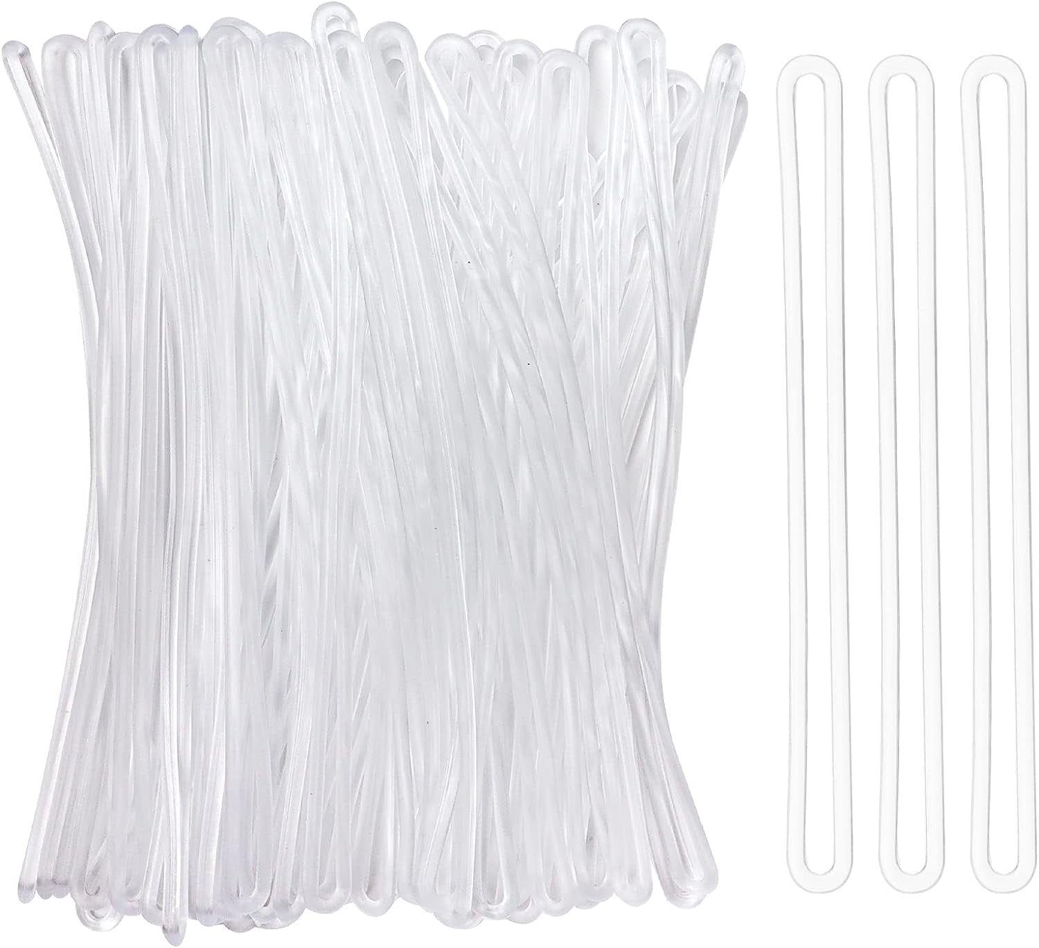 100 Pack Clear Plastic Luggage Straps, Worm Loops for Luggage Tags ...