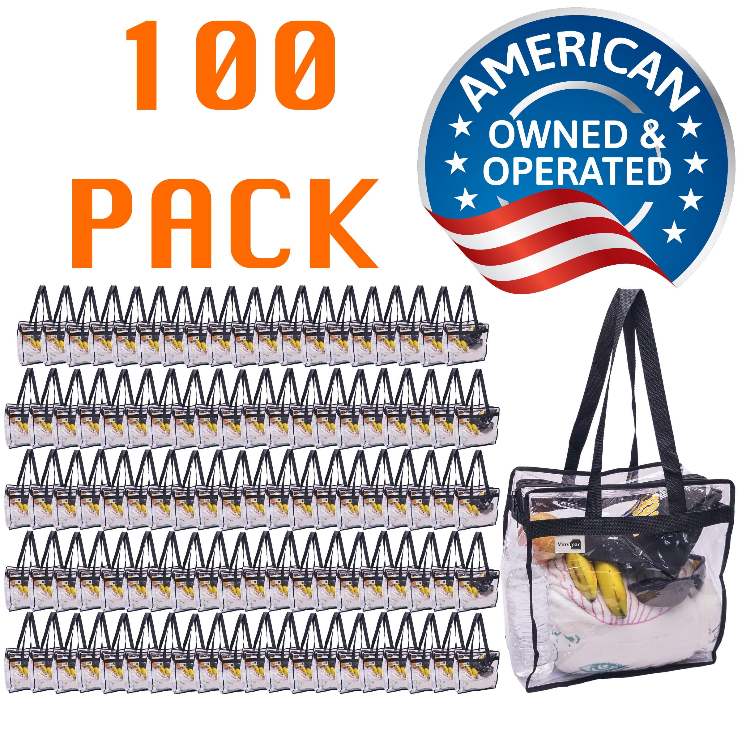 100 Pack Clear Stadium Approved Bags 12x6x12" Large Transparent Vinyl ...