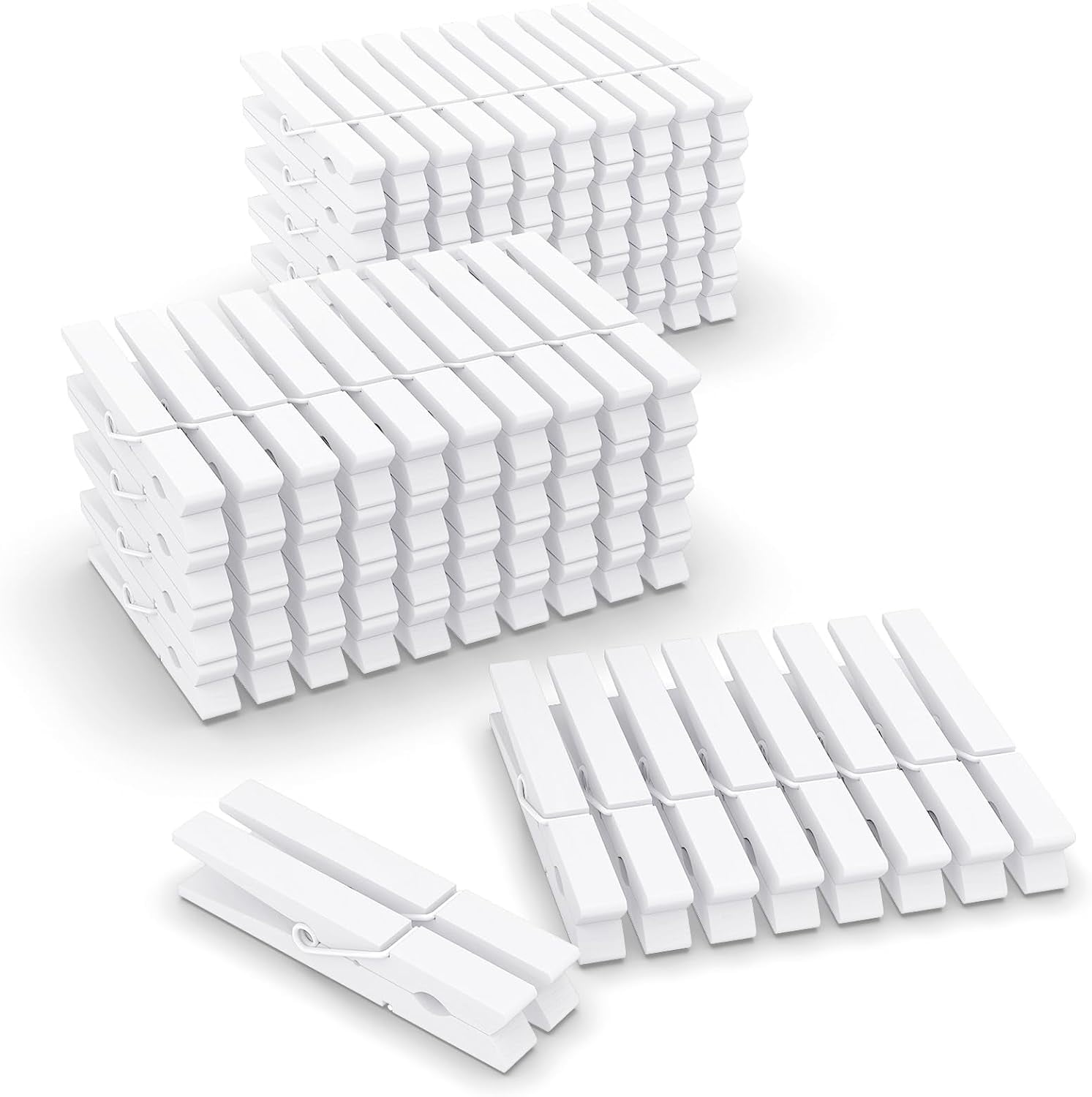 100 Pack Clothes Pins Wooden, White Clothespins Wood, Clothing Pins ...