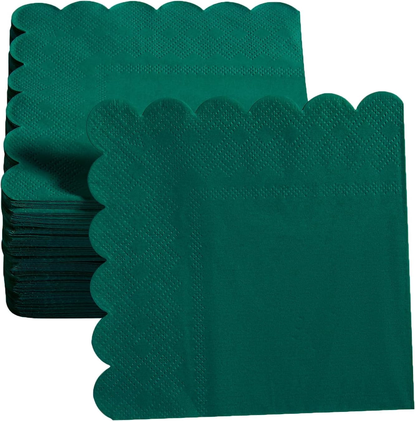 100 Pack Cocktail Napkin 2-Ply Scalloped Edged Dessert Napkins Folded 5 ...