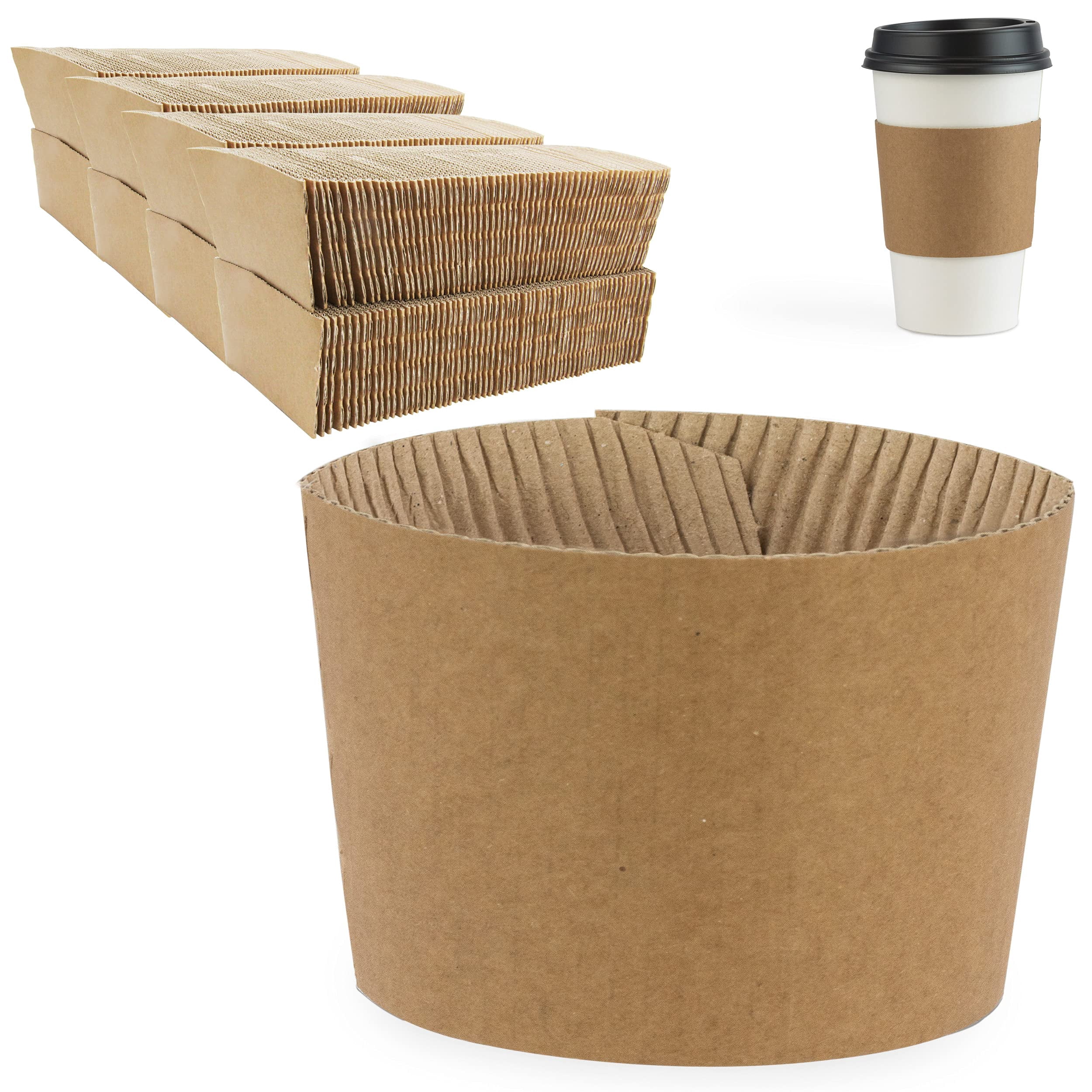 100 Pack Coffee Cup Sleeves Disposable Corrugated Cardboard Beverage ...