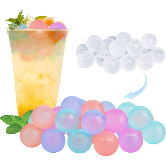 100 Pack Color-changing Reusable Ice Cube for Drinks, Colorful Round ...