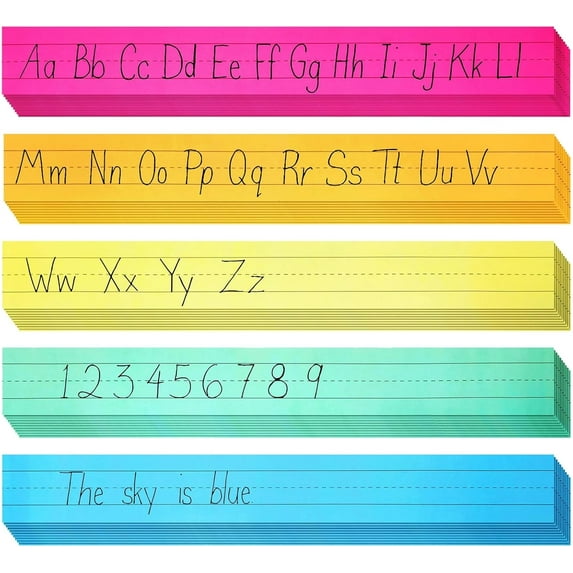 100 Pack Colored Sentence Strips for Teacher Supplies, Classroom, Lined ...