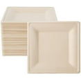 100 Pack Compostable Square Plates, 10 inch Disposable Paper Plates ...