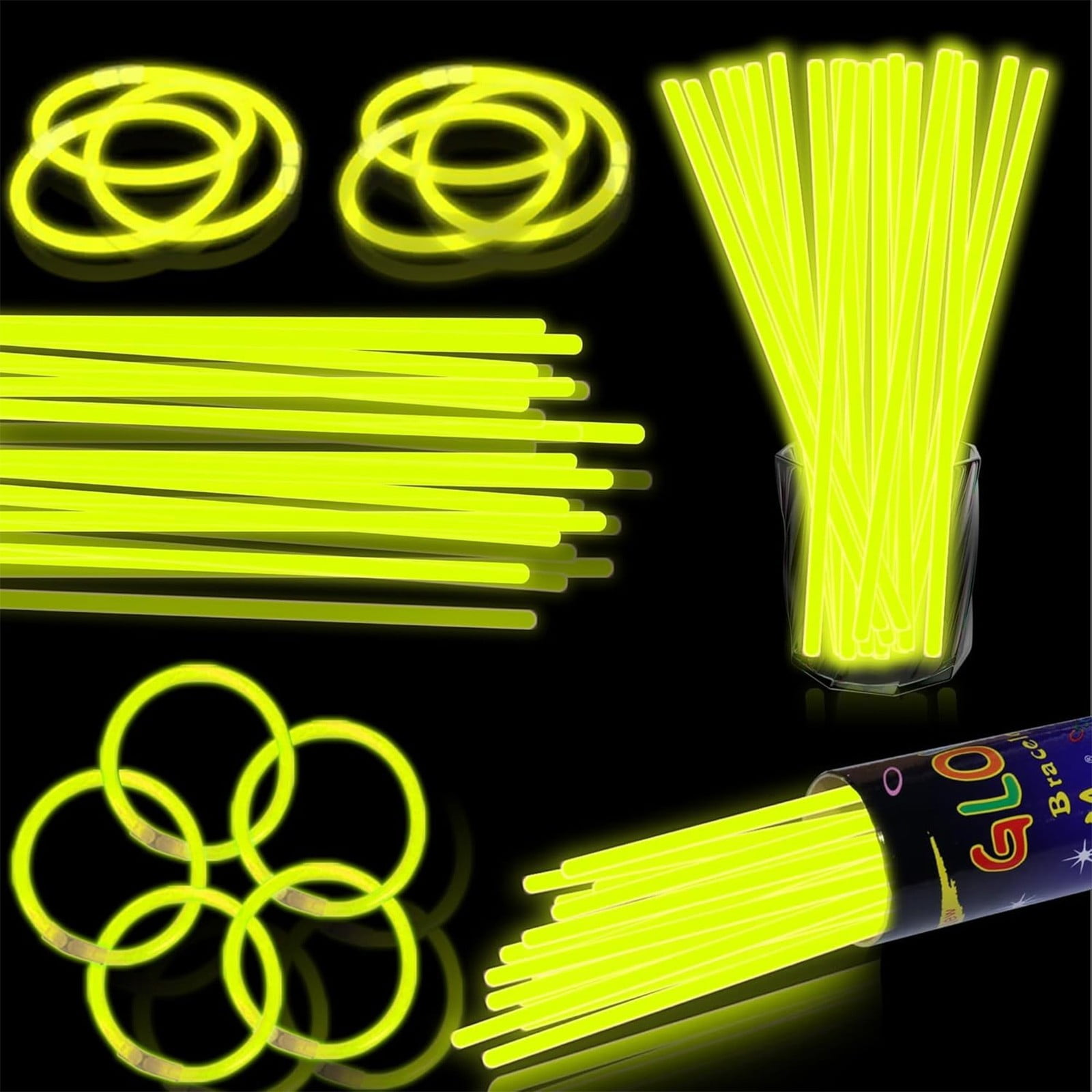 100-Pack Concert Glow Sticks 8"Disposable Super Bright 50ml Luminous ...