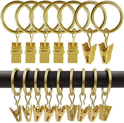 100 Pack Curtain Rings with Clips, Curtain Clip Rings Hooks, Bow Hanger ...
