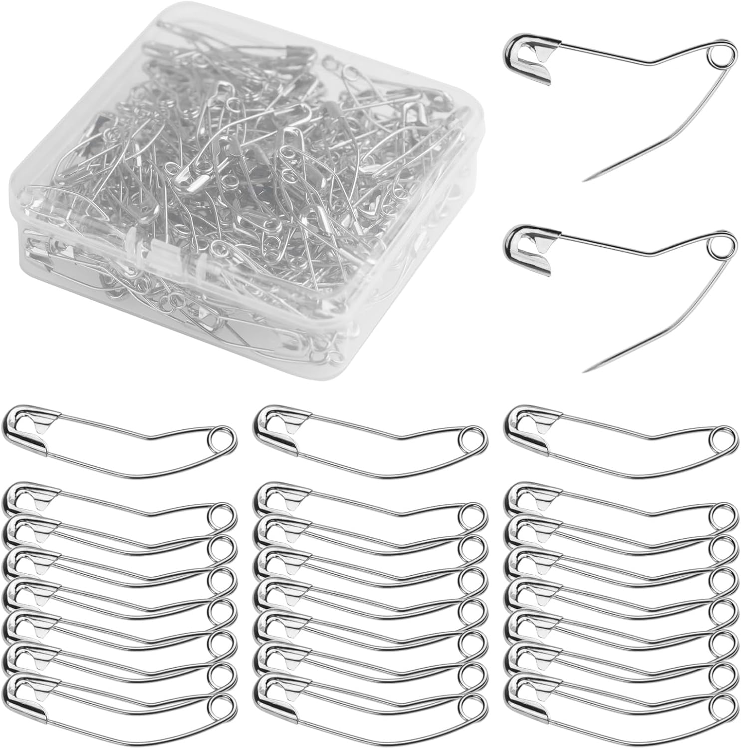 100 Pack Curved Safety Pins for Quilting Basting Pins 54mm/2inch ...