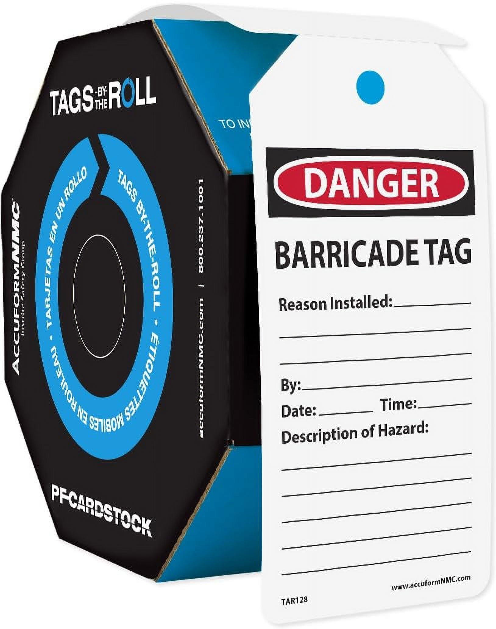 100-Pack "Danger Barricade Tag" by-The-Roll, OSHA Compliant - Walmart.com