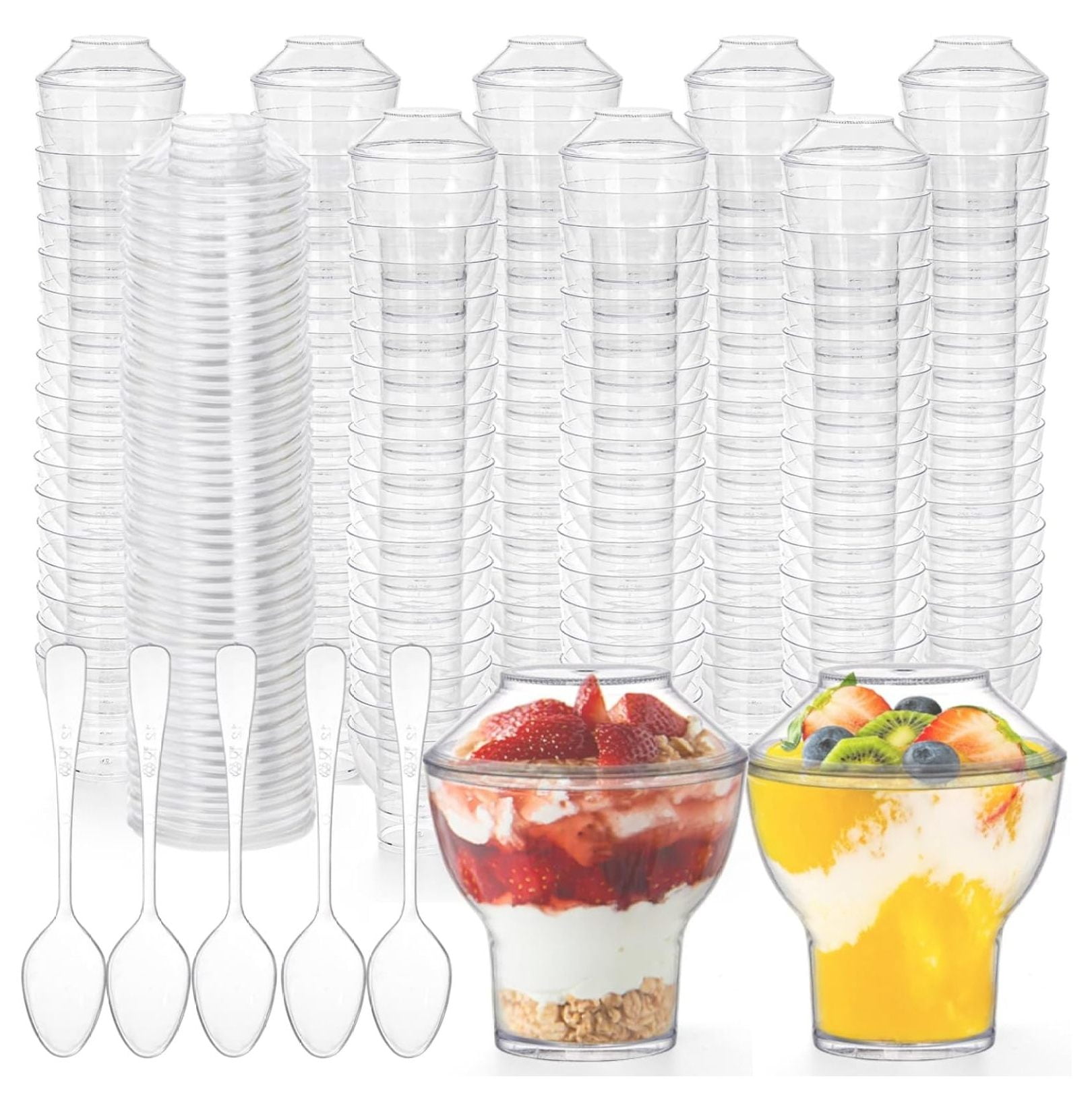 100 Pack Dessert Cups with Lids & Spoons - 2.5oz Plastic Appetizer Cups ...