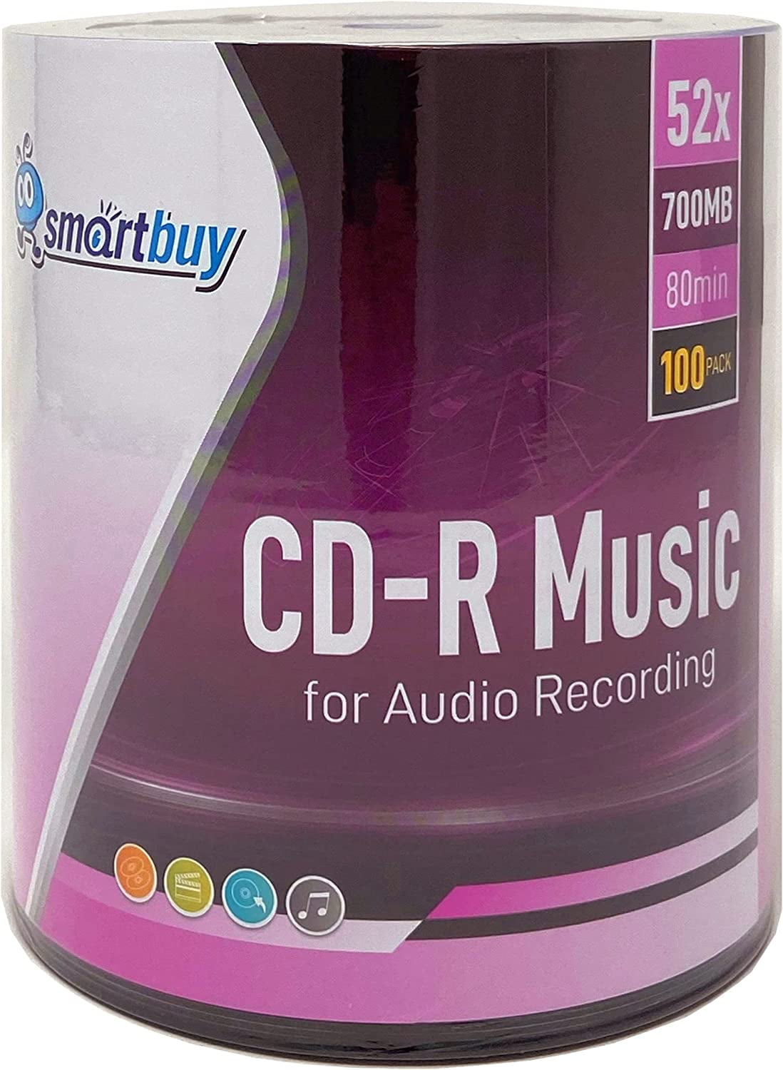 100 Pack Digital Audio CD-R Music 52X 700MB/80Min Branded Logo Blank Recordable Disc - Walmart.com