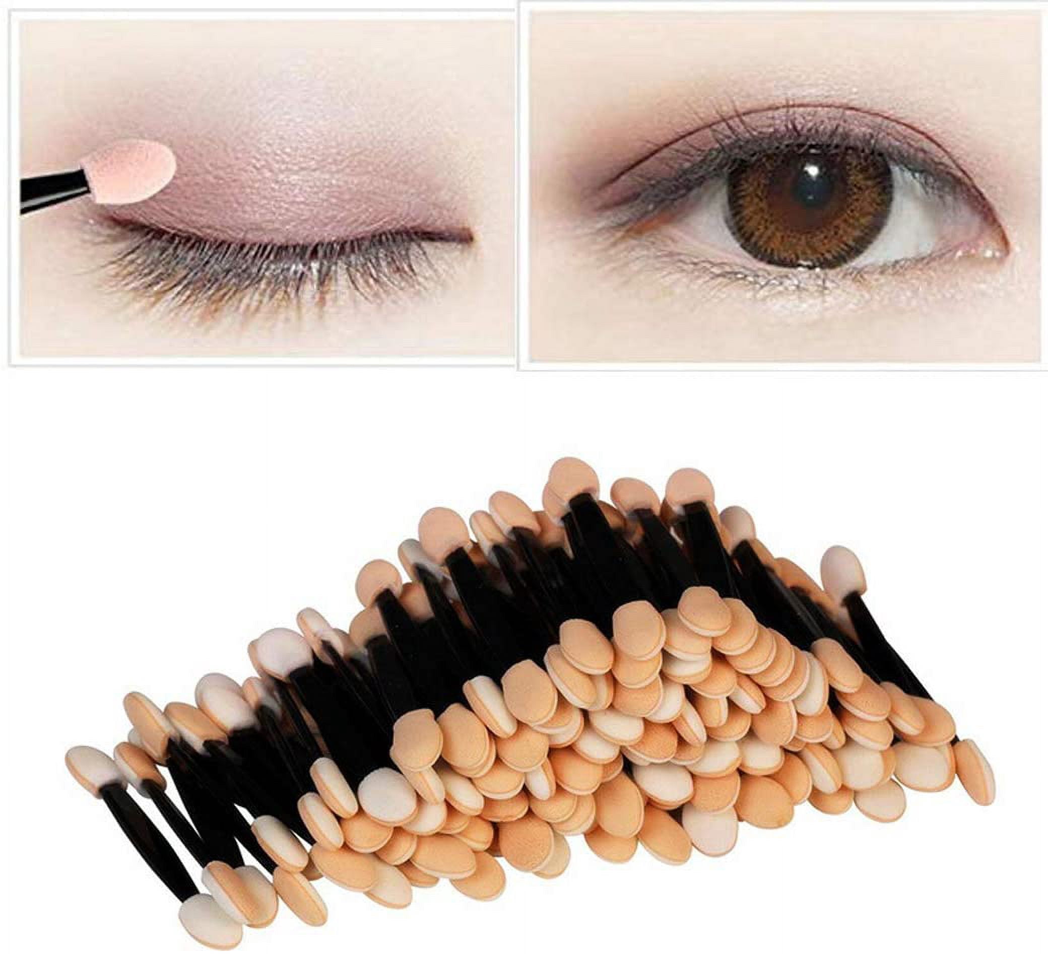 100 Pack Disposable Double Ended Sponge EyeShadow Brushes Tipped Oval ...