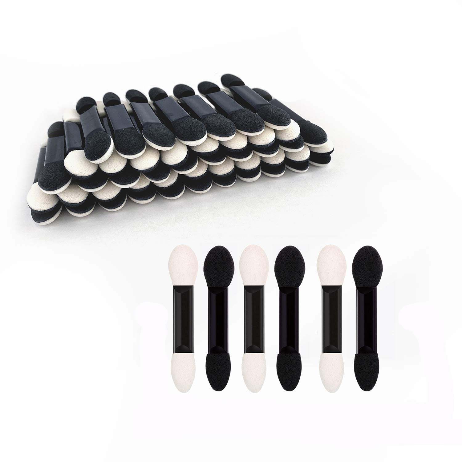 100 Pack Disposable Double Sided Sponge Makeup Eyeshadow Brush Tipped ...