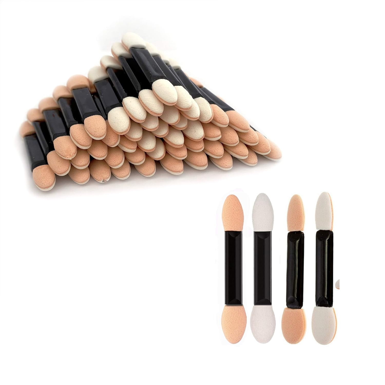 100 Pack Disposable Double Sided Sponge Makeup Eyeshadow Brush Tipped ...