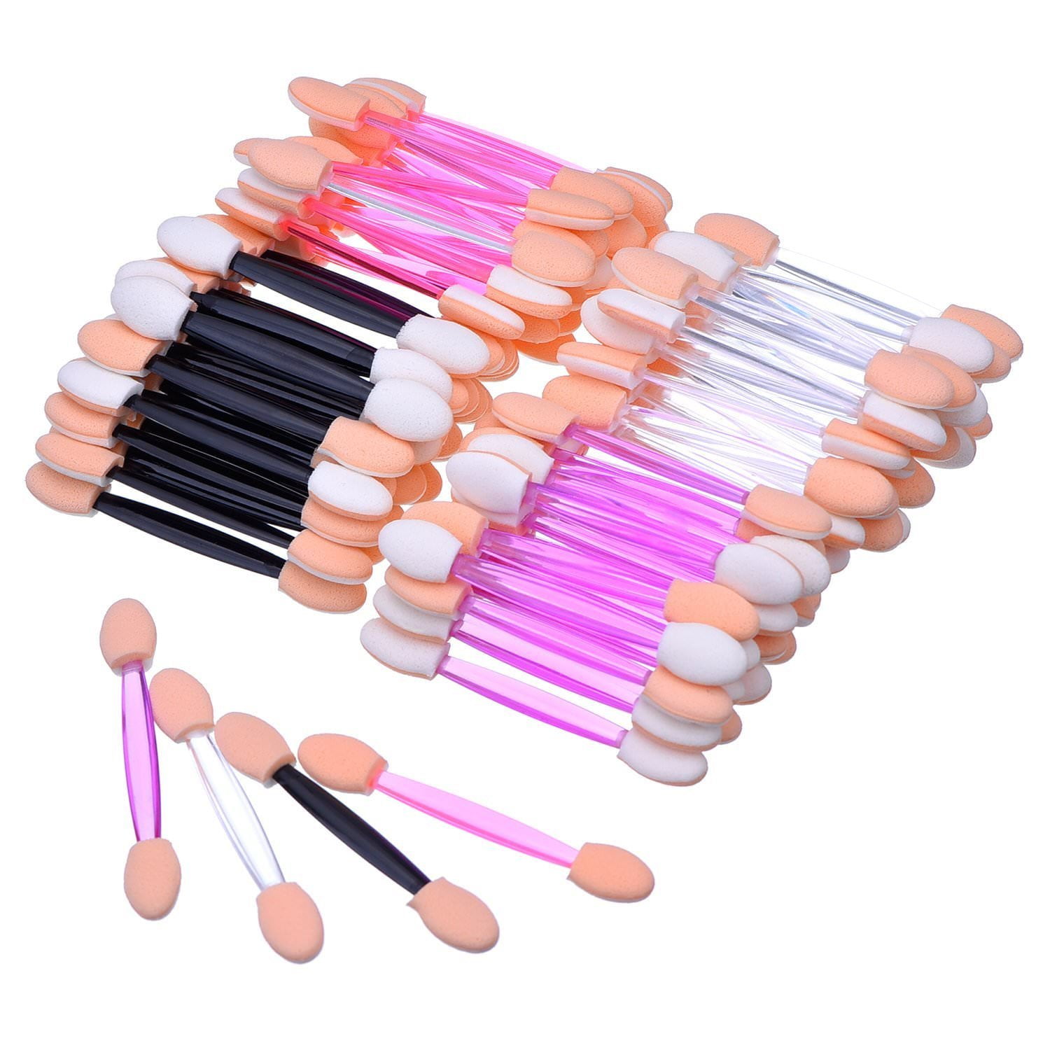 100 Pack Disposable Eye Shadow Brush Sponge, Dual Sided Oval Tipped ...