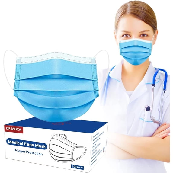 100 Pack Disposable Face Masks AS Level 2, Medical Grade 3 Ply ...
