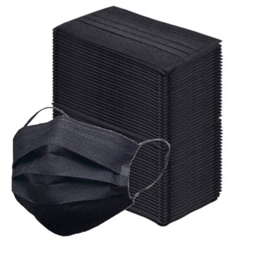 Protective Adult Black Disposable Face Masks, 3-ply Breathable, Elastic ...