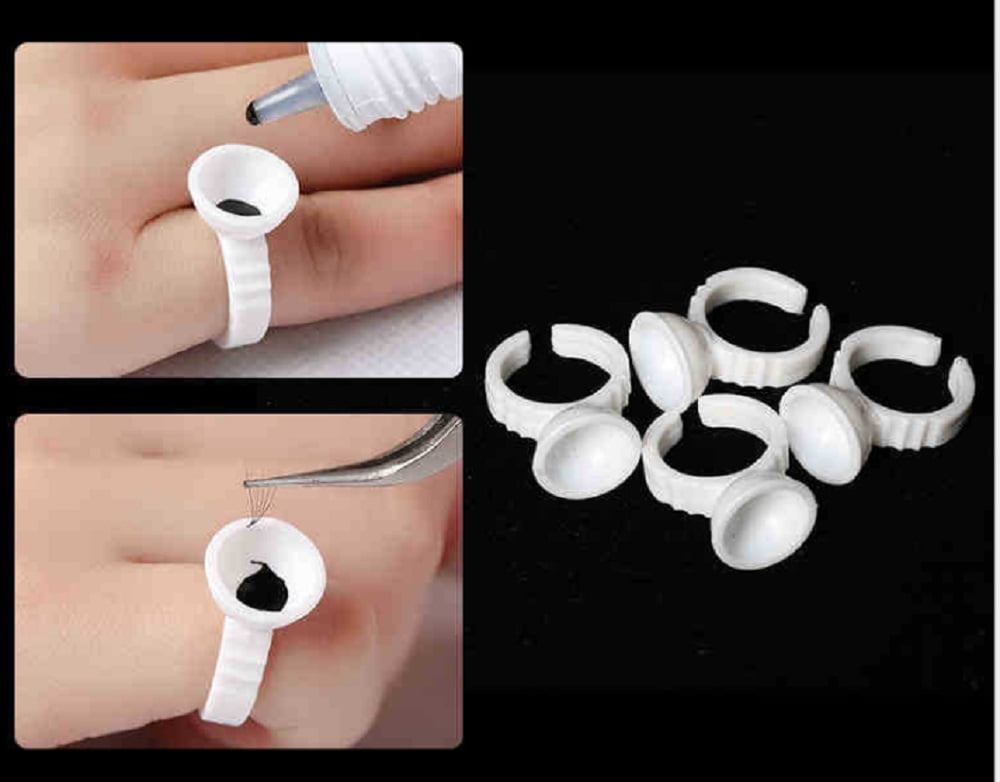 100-Pack Disposable Glue Holder Rings for Eyelash Extensions and Tattoo ...