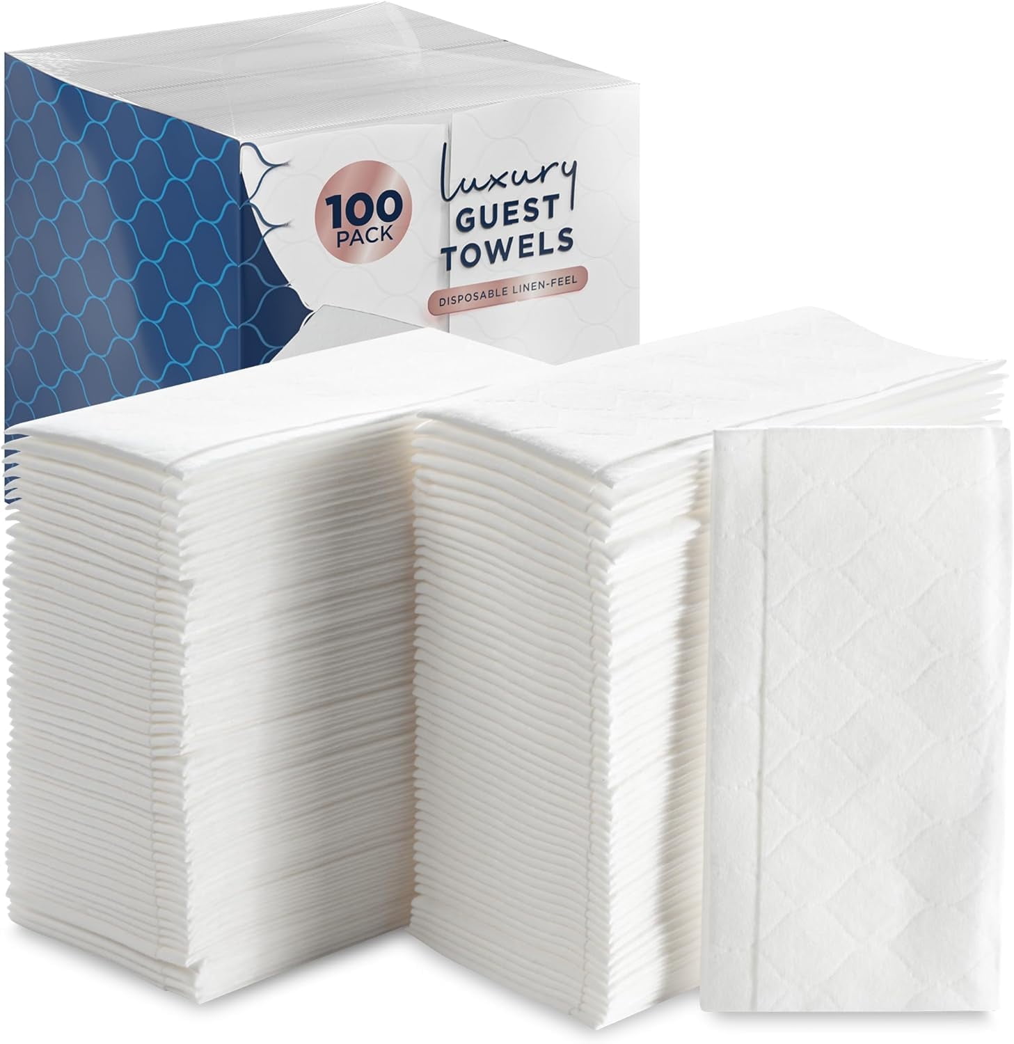 Diplastible 100 Pack Disposable Guest Towels, Luxury Linen-Feel Paper ...