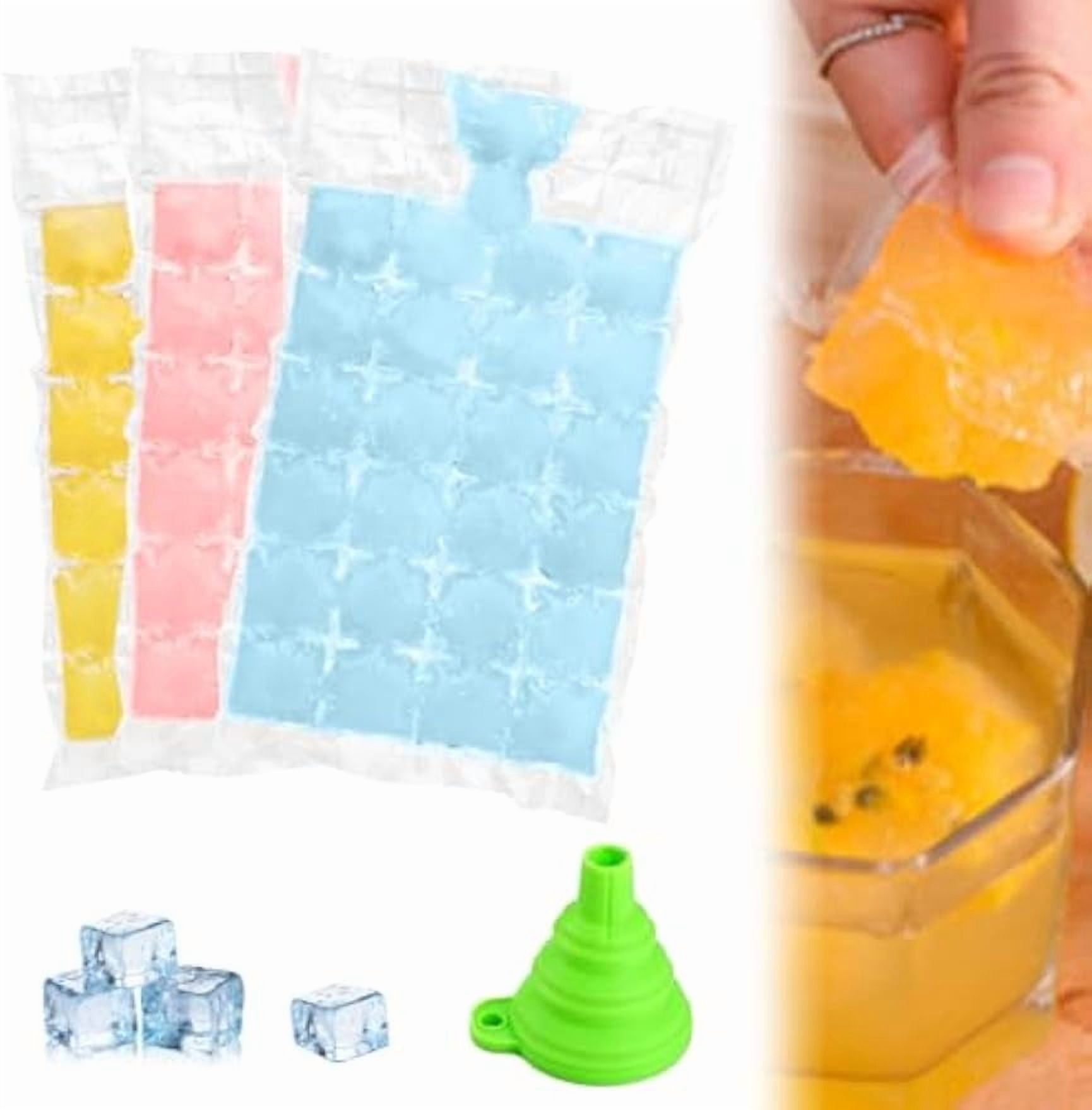 100 Pack Disposable Ice Cube Bags for Freezer, 24 Grids Ice Cube Mold ...