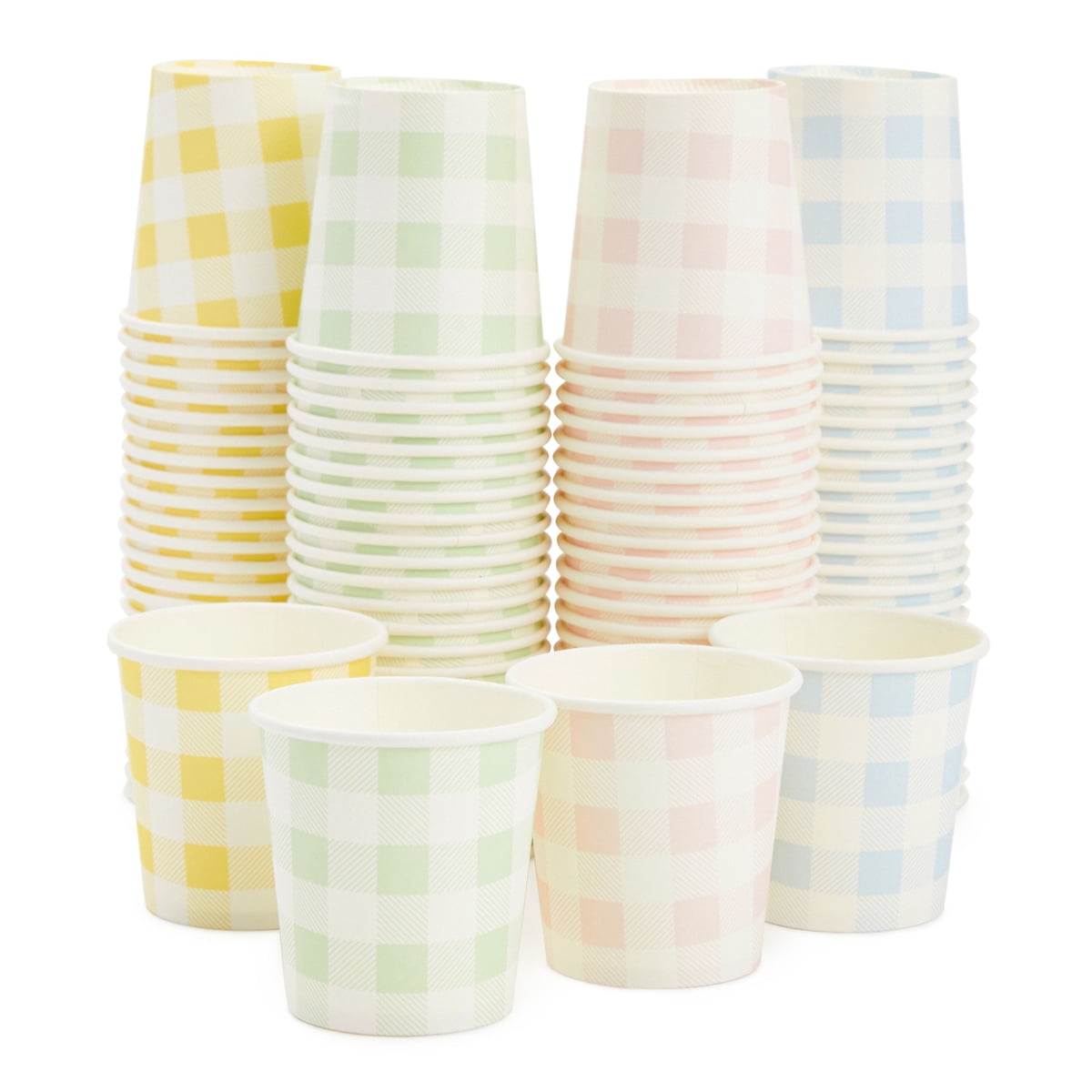Sparkle and Bash Disposable Mini Paper Cups, 4oz, 100 Pack, Gingham ...