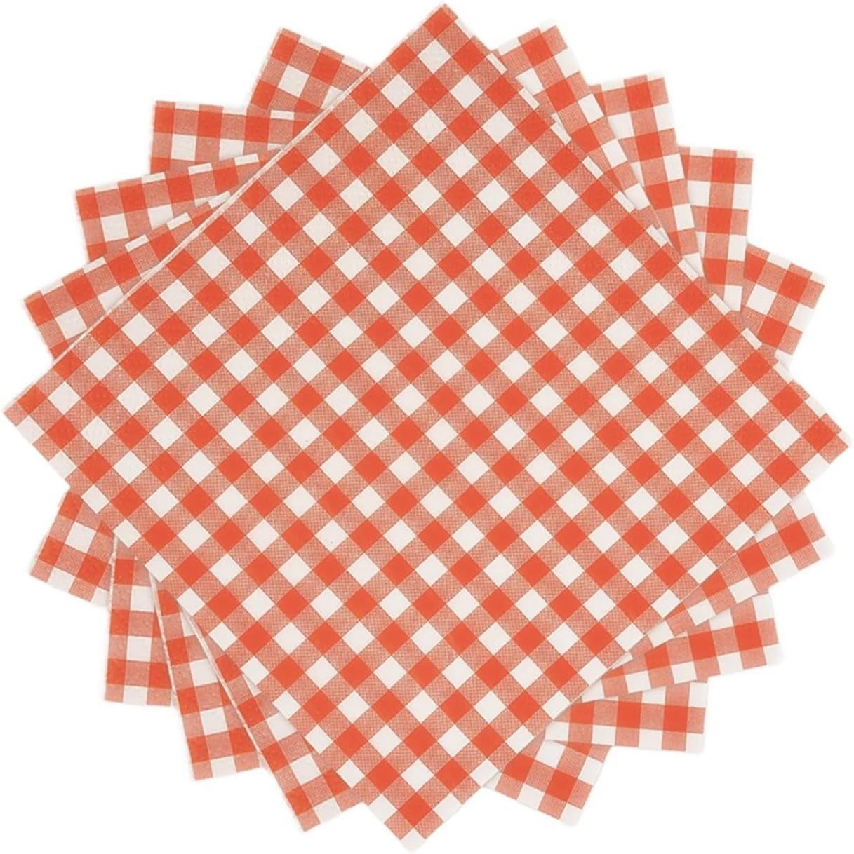 100-Pack Disposable Orange Christmas Gingham Paper Napkins - 5x5 Inch ...
