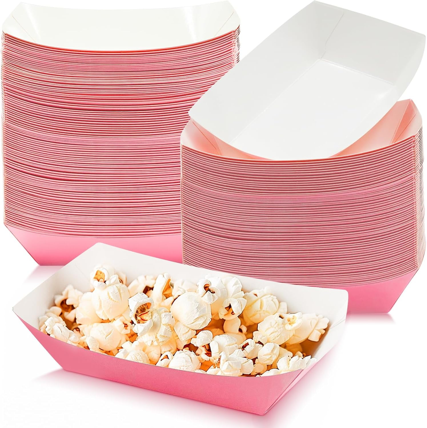 100 Pack Disposable Paper Food Boat,2lb Pink Paper Food Trays,Kraft ...